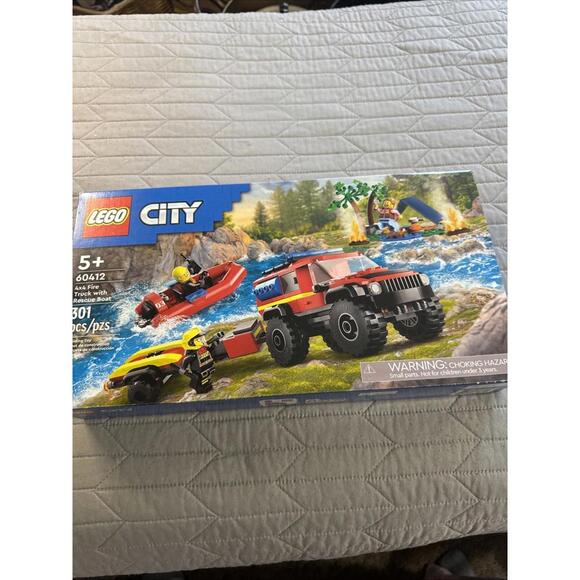 Lego | Toys | Lego City 4x4 Fire Truck With Rescue Boat 642 | Poshmark